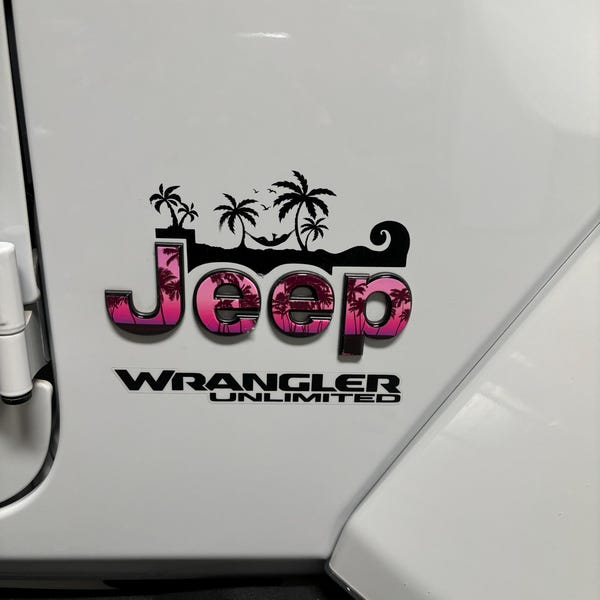 Jeep Emblem Overlay Decals - Pink Sunset - Etsy
