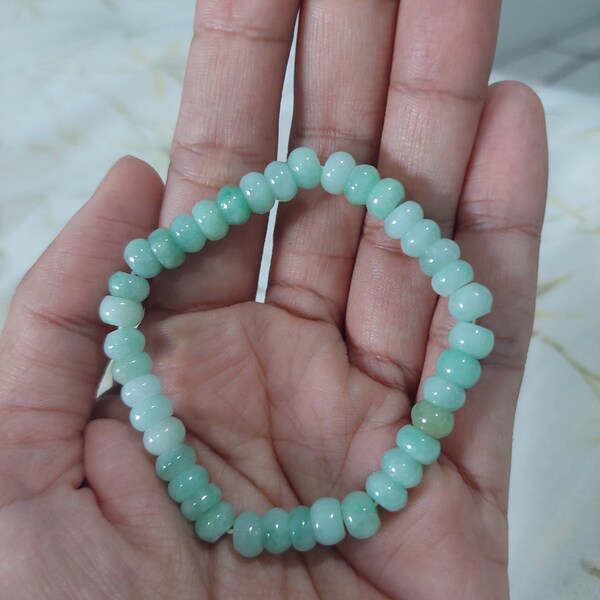 Dainty Grade A Burmese Icy Jadeite Jade Beaded Bracelet, Grade A Burma ...