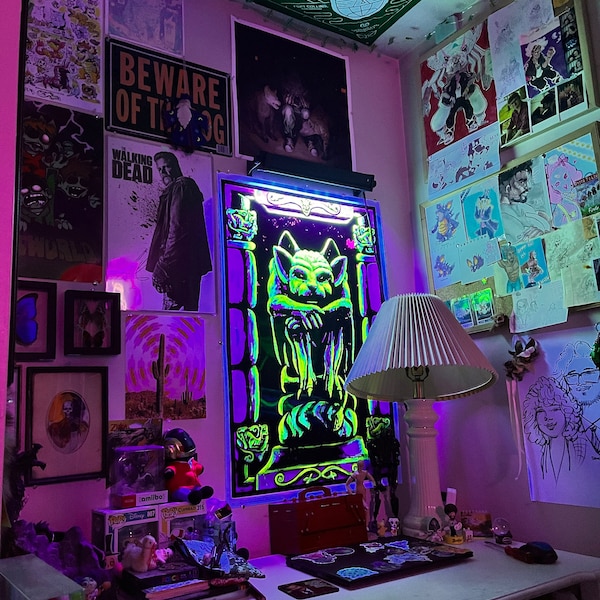 UV Blacklight Gargoyle Poster: Psychedelic Goth Art Print - Etsy