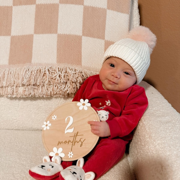 Baby Milestone | Boho Baby Milestone | Wooden Daisy Flower Milestone ...