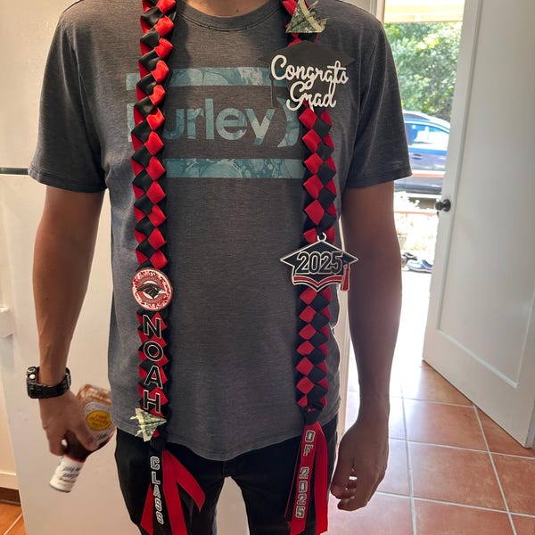 Hawaii 2 Color Satin Ribbon Lei, Graduation Lei, Senior Lei, Class of ...