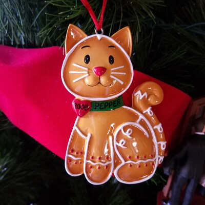 Personalized Gingerbread Cat Christmas Ornament - Etsy