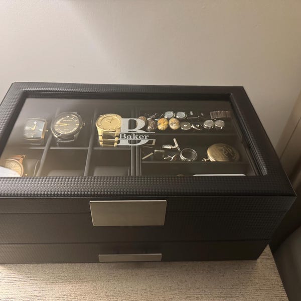 Personalized Watch Box for Men, 24 Slot, Monogrammed Watch Case, Mens ...