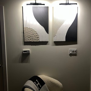 Large WAVES Minimalist Wall Art Plaster Art Matte White Textured Wall ...