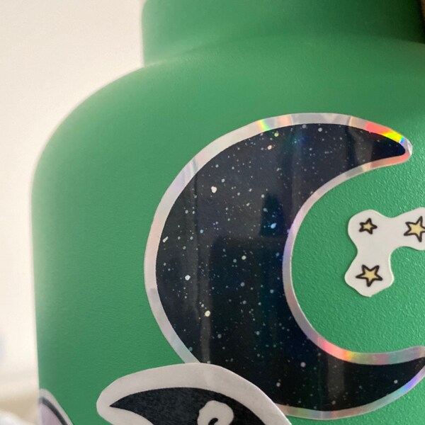 Moon Sticker, Galaxy Sticker, Holographic Sticker, Laptop Stickers ...