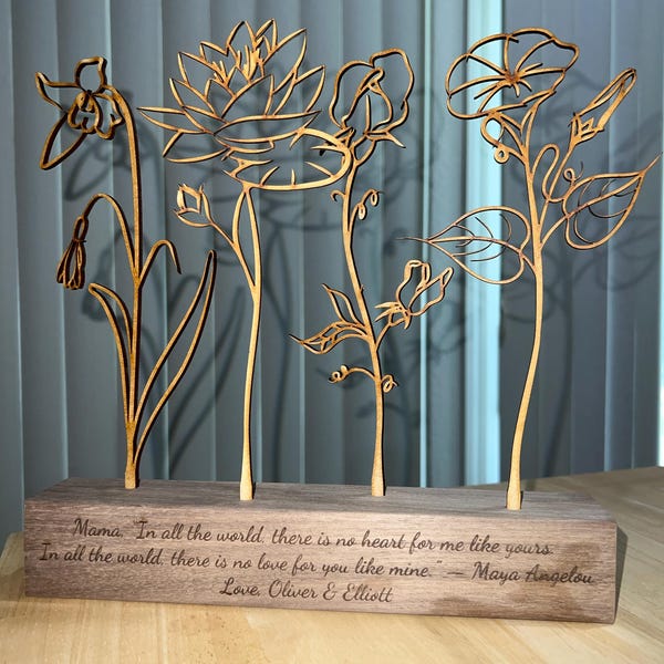 Wood Birth Flower Garden - Flower Decoration - Gifts for Mom - Custom ...