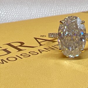 Huge 10ct Oval Crushed Ice Cut Moissanite Engagement Ring With Hidden ...