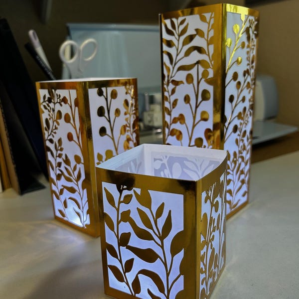 Papercut Floral Lantern Candle Holder SVG Laser Cut Lamp Tea Light ...
