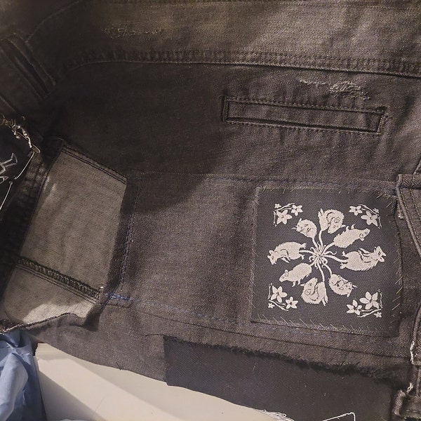 Rat King Silver Screen Print Fabric Patch 8x8cm Goth, Rat Lover Gift ...