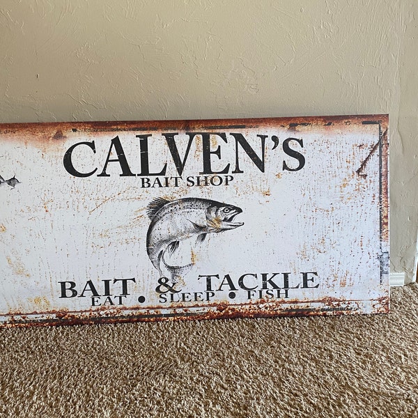 Fishing Gift Bait & Tackle Vintage Fishing Sign Rustic Fishing Decor ...