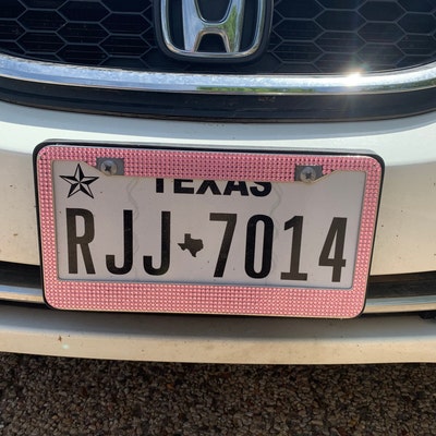 2 Pack Barbie Pink Crystal Bling License Plate Frames With Screw Cap ...