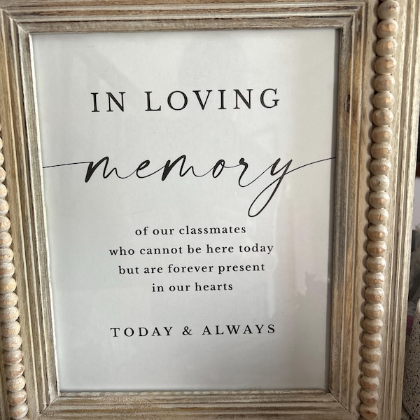 High School Class Reunion Memorial Sign in Loving Memory of Our ...