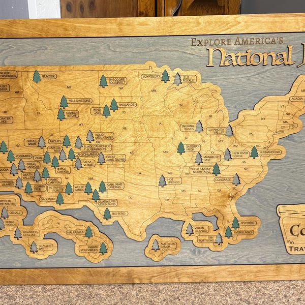 Custom USA National Parks Travel Map | Camper RV Gift | 5th Anniversary ...