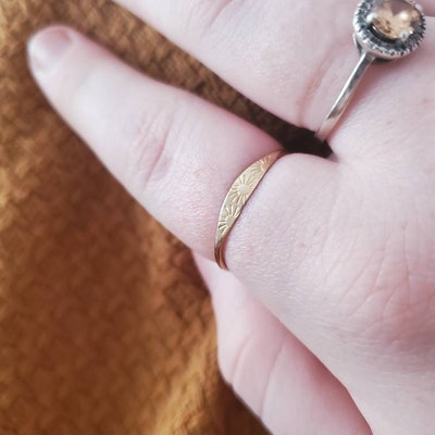 Original Solid Gold Sun Ring Hand Stamped Three Suns Dainty - Etsy