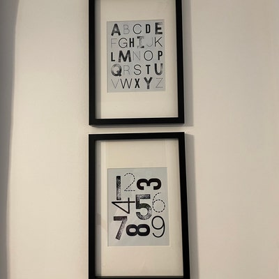 Set of 2 Prints, Alphabet and Numbers Printable, Neutral Nursery Decor ...