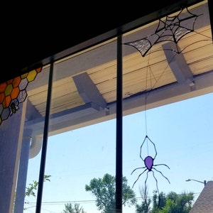 Spider Web, Stained Glass Spider on the Web, Window Hangings, Halloween ...