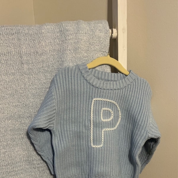 Custom Baby Letter Sweater, Hand Embroidered Baby Sweater, Personalized ...