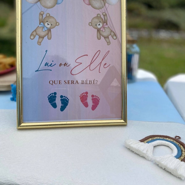 Lui Ou Elle Que Sera Bebe, Teddy Bear Gender Reveal Party Printable ...