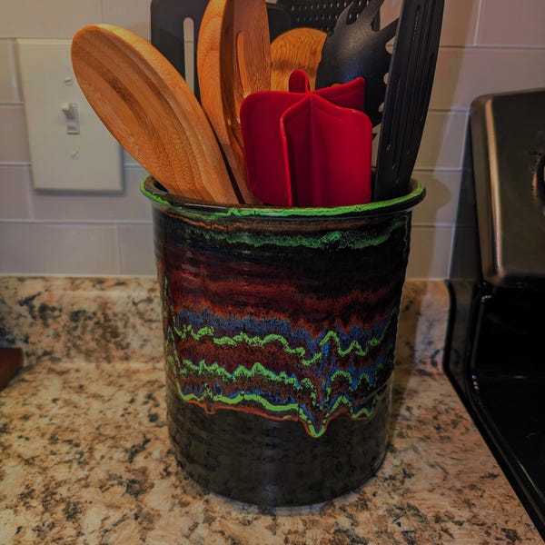 Large Classic Ceramic Utensil Holder/wine Chiller | Spanish Night - Etsy