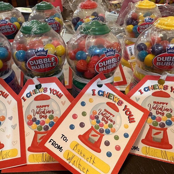 PRINTABLE Valentine’s Day Gift Tags and Gumball Cards | I Chews You Gum ...