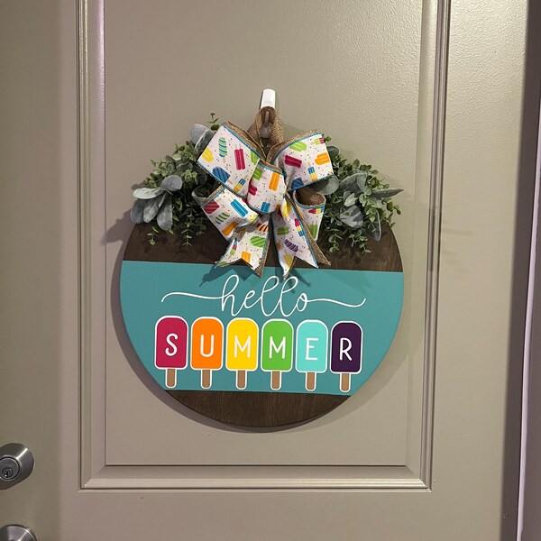 Summer Front Door Decor | Hello Summer | Popsicles | Summer Door Hanger ...