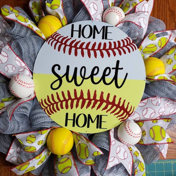 Home Sweet Home Baseball Sign - Half Baseball Half Softball - Ballmom ...