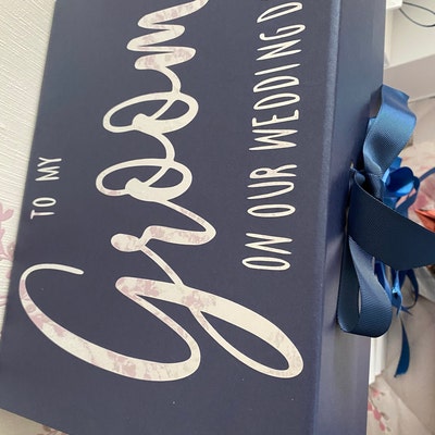 Large Navy Gift Box With Ribbon Bridesmaid Gift Box Bridesmaid Proposal ...