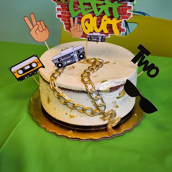 TWO LEGIT to QUIT Cake Topper Cupcake Toppers Boom Box 90s Themed I ...