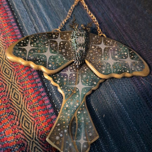 Handmade Celestial Moth Wall Decor: Cosmic Witch Clay Art | Astral ...