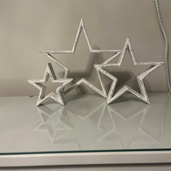 Mantelpiece Wooden Star Set White - Etsy