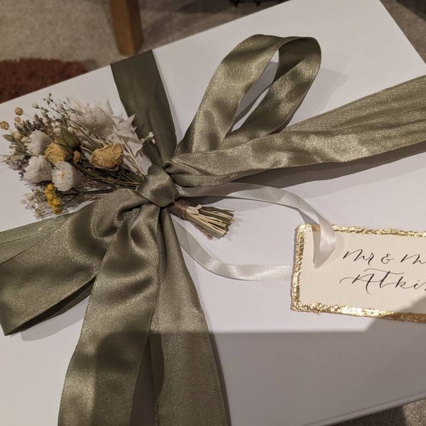 Custom Gift Tag With Gold Leaf and Custom Ribbon Colour - Personalised ...