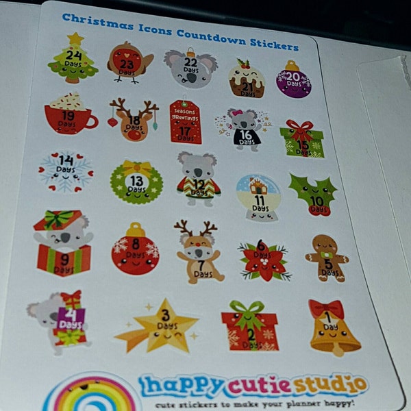 24 Cute Christmas Icons Countdown/festive/holidays Planner Stickers - Etsy