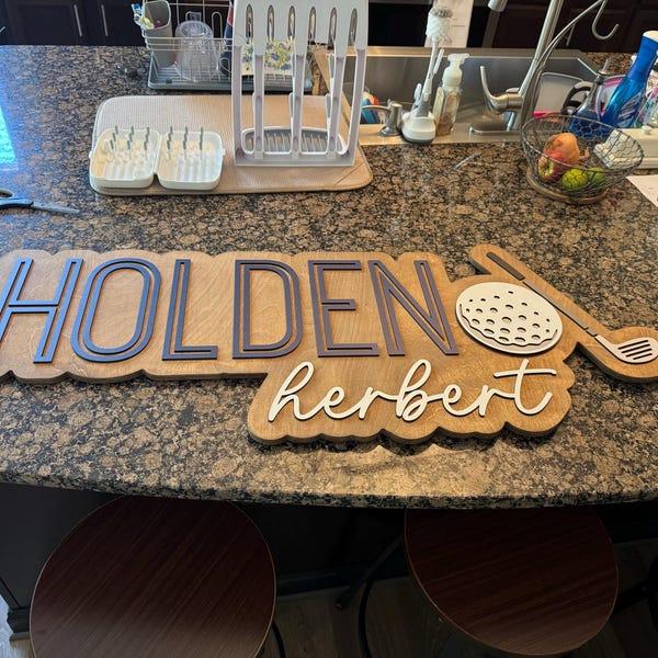 Golf Name Sign, Large Wood Name Sign, Nursery Name Sign, Sports Nursery ...