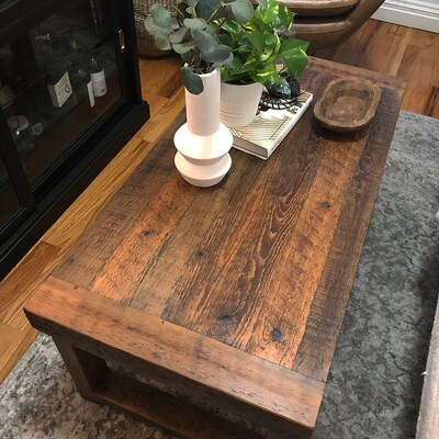 Barn Wood Console Table. Reclaimed Salvaged Barn Wood Top. Distressed ...