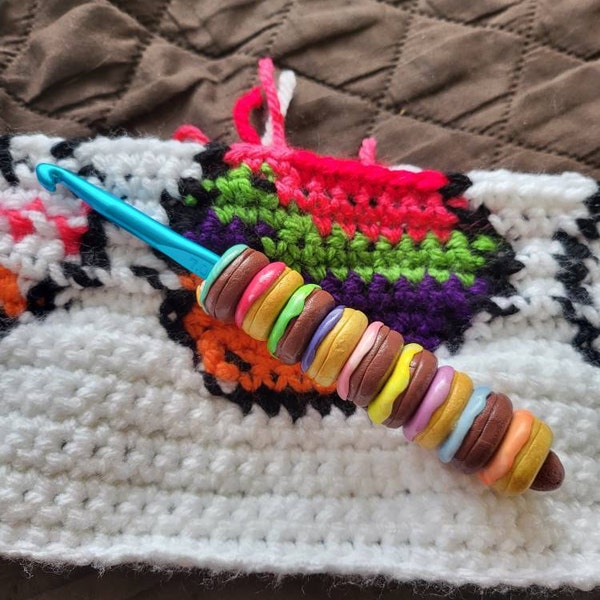 Donut Crochet Hook With Stitch Marker, Polymer Clay Crochet Hook ...