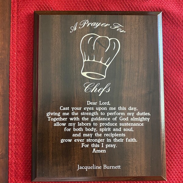 Chef Prayer Plaque | Personalized Head Chef, Sous Chef, Baking Gift for ...