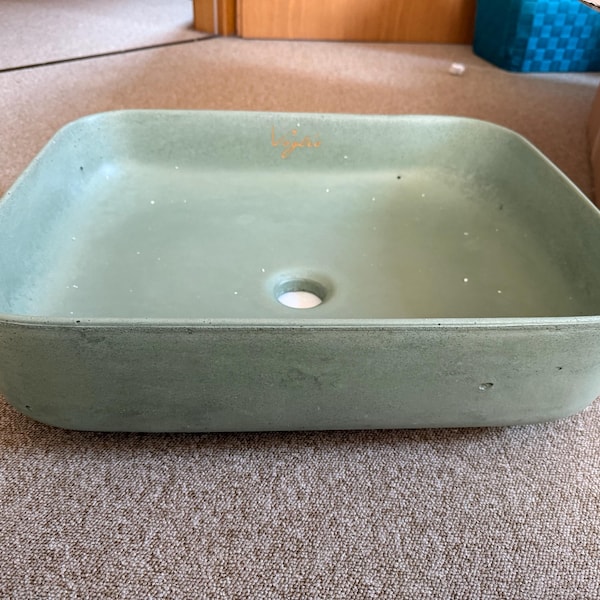 Vanity Top Sink | LIGHT GREY Color, Concrete Sink | Oval, Large Scale ...