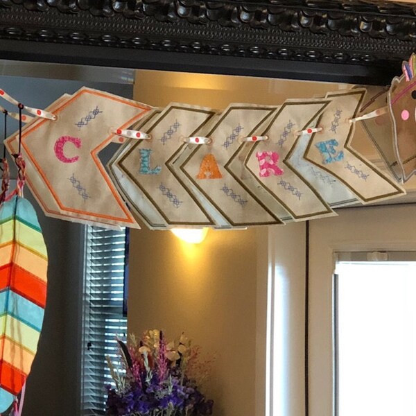 Chevron Bunting in the Hoop Banner Machine Embroidery Design Applique ...