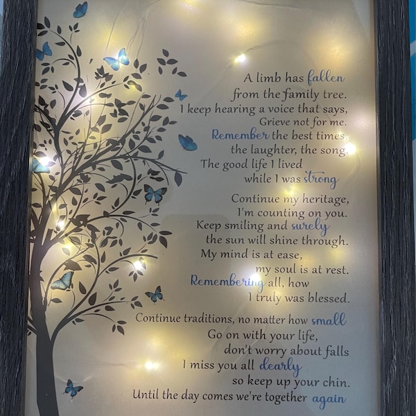 Memorial Lighted Shadow Box With Poem | Sympathy Gift for Loss of Loved ...
