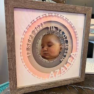 Baby Birth Stats Shadow Box, Baby Photo Frame, Baby Birth Stats SVG ...