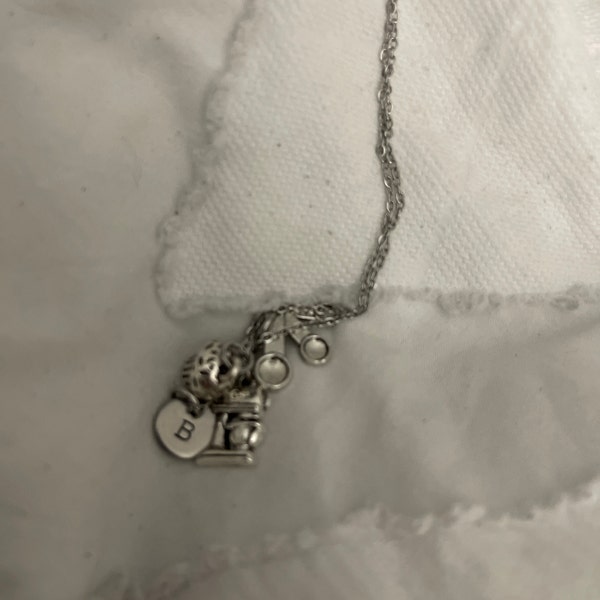 Silver Baker Necklace, Kitchen Mixer Measuring Cup Cupcake Muffin Charm ...