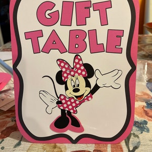 Minnie Mouse Birthday Party Sign, PINK Gift Table Sign Party Decoration ...