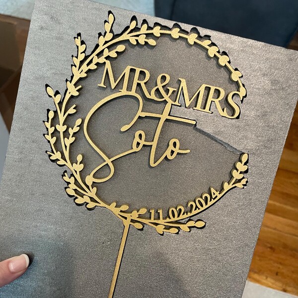 Gold Wedding Cake Topper, Mr Mrs Cake Topper,personalized Cake Topper ...