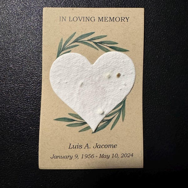 Flower Seed Paper Memorial Cards - in Loving Memory Plantable Paper ...
