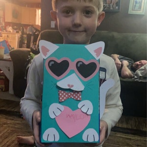 Cat Valentine Bag or Box Printable Decor Kit 3D Snout, Paws, Tail ...