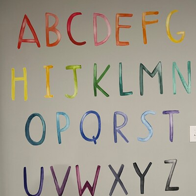 Rainbow Uppercase Letters Fabric Wall Decal Color Story Mej Mej - Etsy