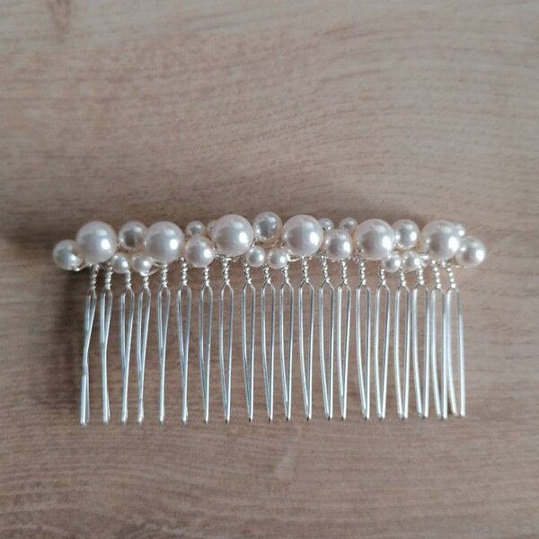 White Pearl and Crystal Hair Comb, Quality Pearl Comb, Pearl Hair ...