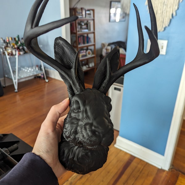 Jackalope Head Wall Art | 3D Printed Jackalope Mount Home Decor - Etsy UK