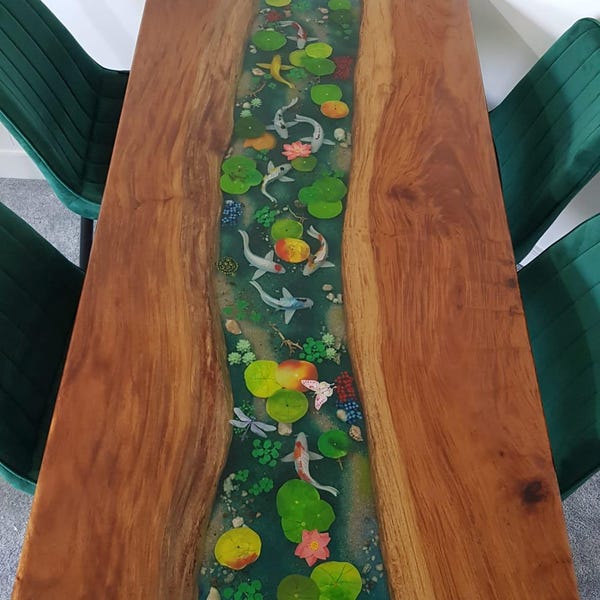 Koi Fish Table, Resin Art, Modern Table, Kitchen Table, Epoxy Table ...