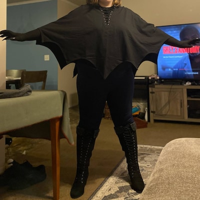 BAT COLLAR MESH Top, Vampire, Bat Wing Top, Black Crop Top, Bat Costume ...